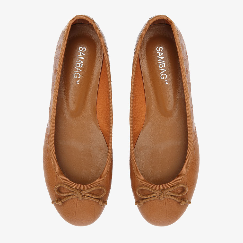 Natalie Tan Croc leather ballet flat – SAMBAG