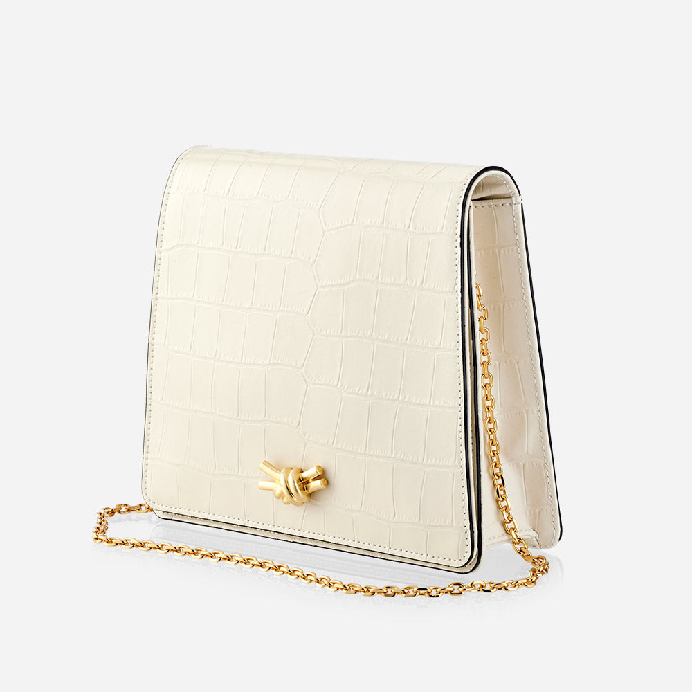 Nikki Williams Mione Knot Ivory Croc embossed leather bag – SAMBAG