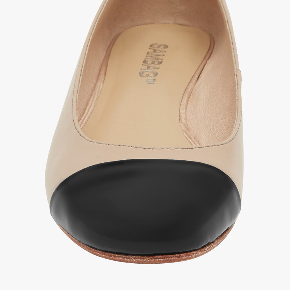 Alice Two Tone Blush and Black Leather shoe – SAMBAG