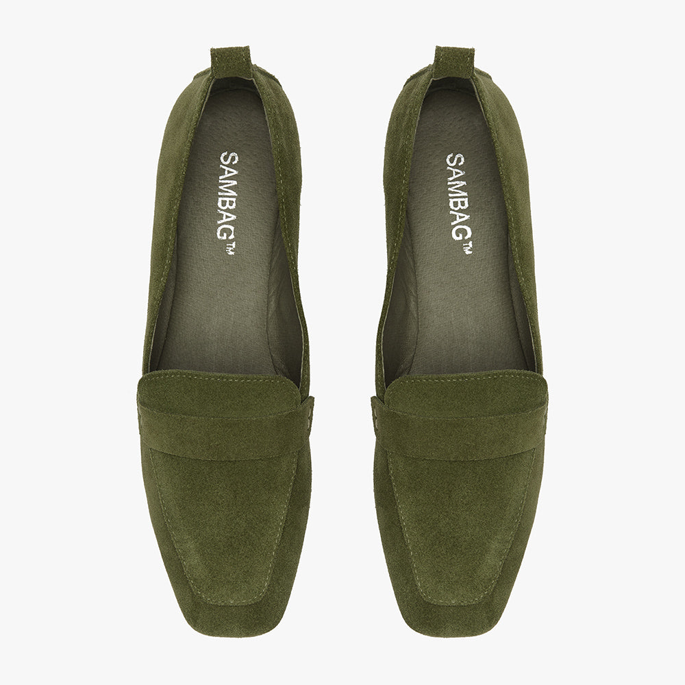 Alessandra Moss green Suede Loafer – SAMBAG