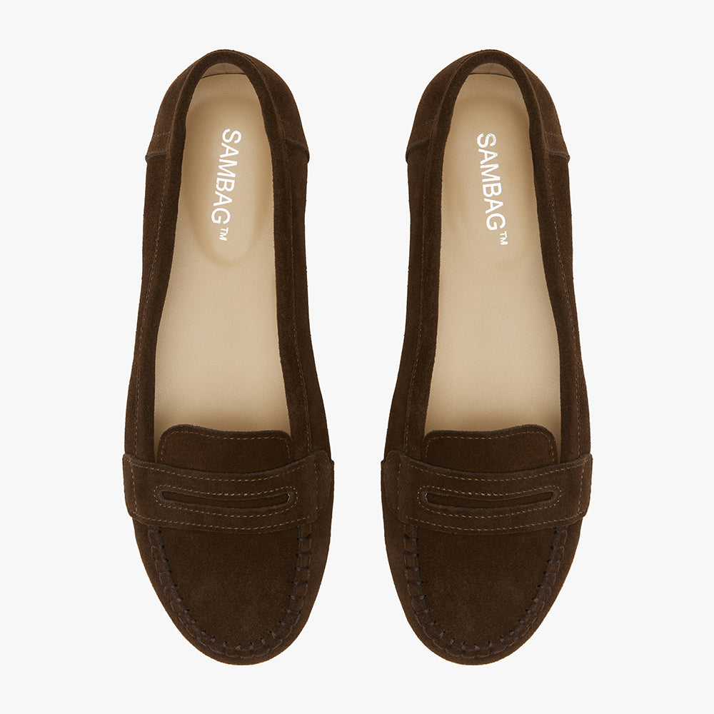 Fifi Chocolate Suede Loafer – SAMBAG