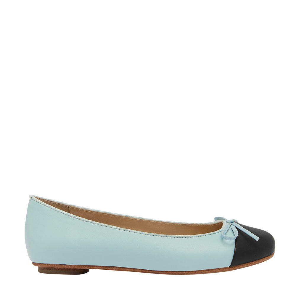 Tina Two tone Blue with black leather Ballet Flat – SAMBAG