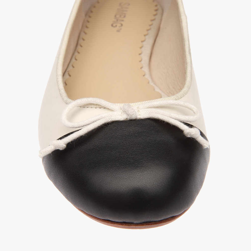 Tina Two Tone white leather with Black Toe – SAMBAG